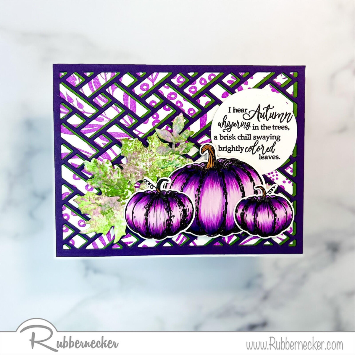 A Beautiful Purple Fall Card With Pumpkins - Rubbernecker Blog